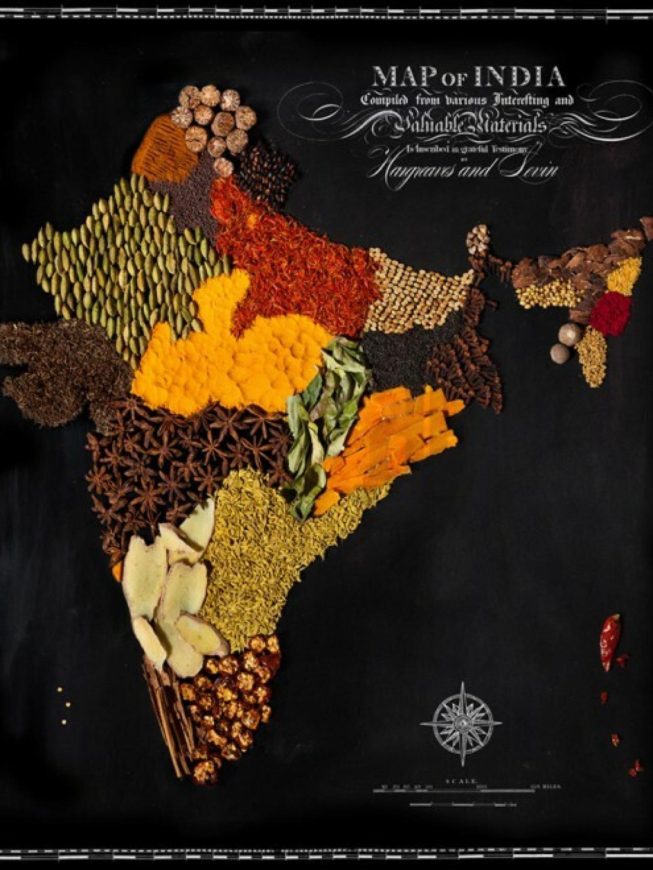 Mapas del mundo hechos con comida
