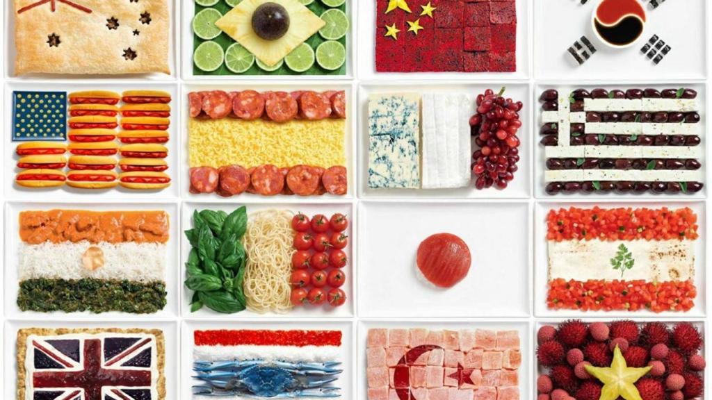 Banderas hechas con comida del país que representan