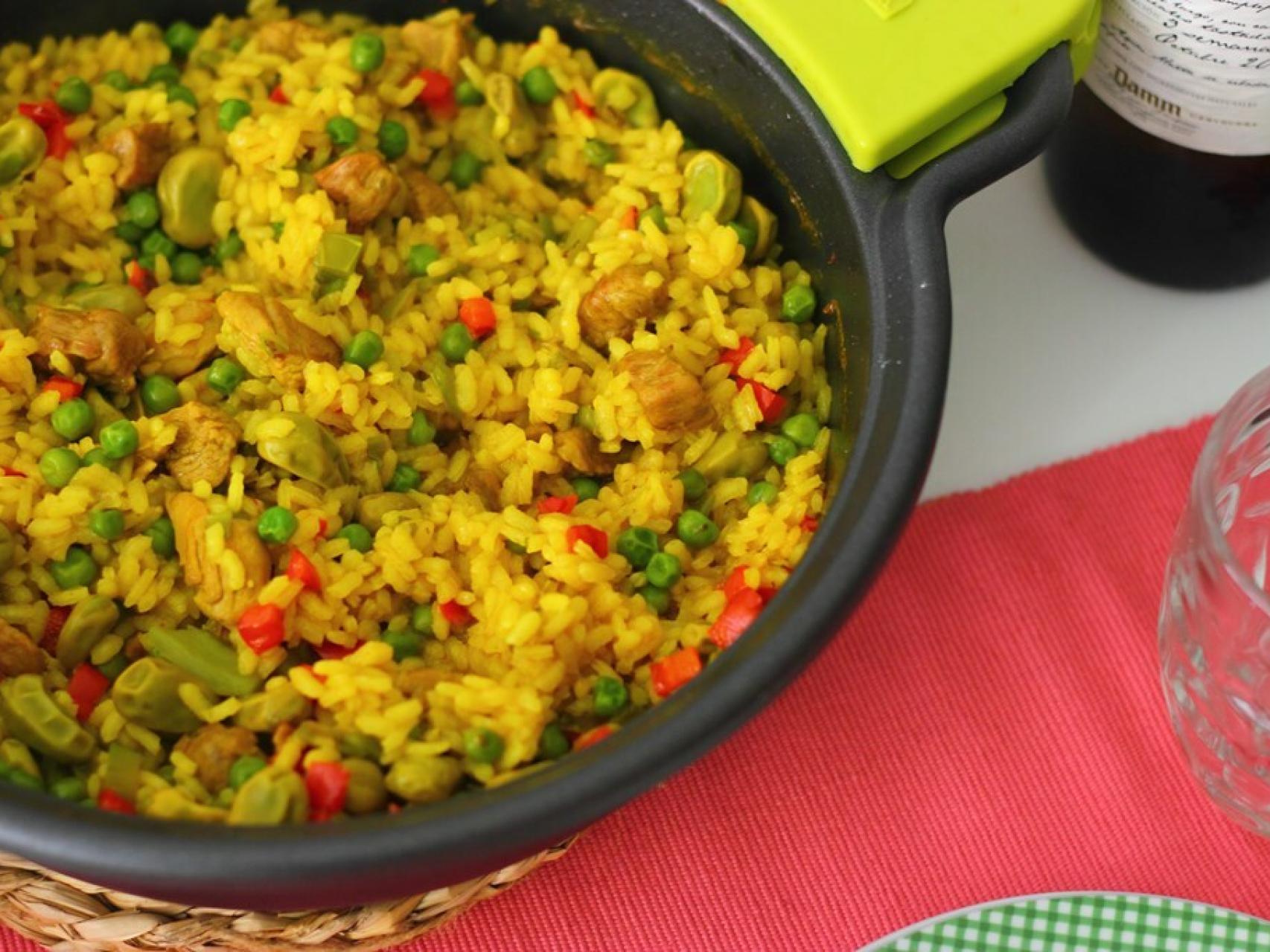Arroz amarillo con carne, receta fácil paso a paso