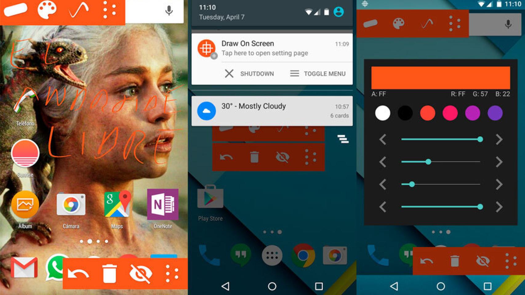Dibuja en la pantalla de tu Android con Draw on screen