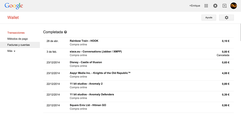 Cómo conseguir tu factura en Google Play