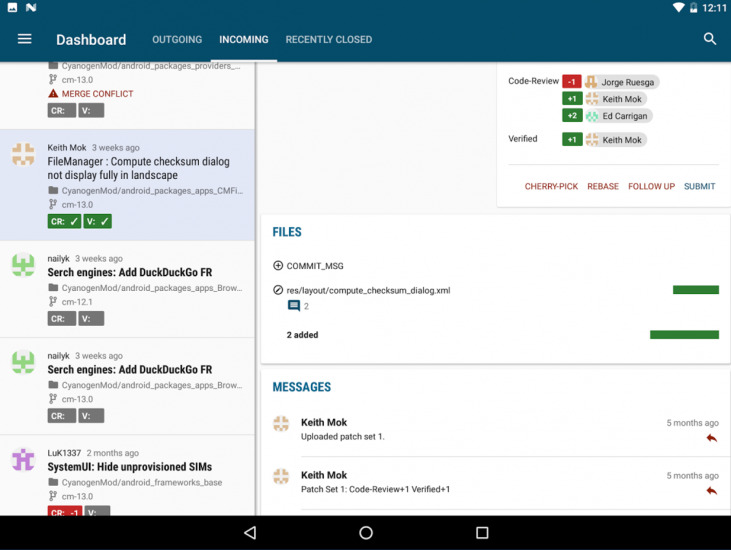 Colabora en proyectos Gerrit a través de tu Android