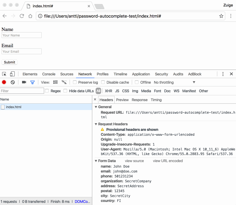 El autocompletado de formularios es inseguro y permite conseguir más datos de los que crees