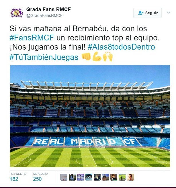 La convocatoria de la Grada Fans RMCF para la previa del duelo de Champions