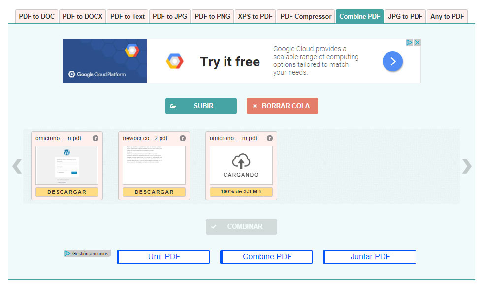 Cómo unir dos o más archivos PDF en uno solo