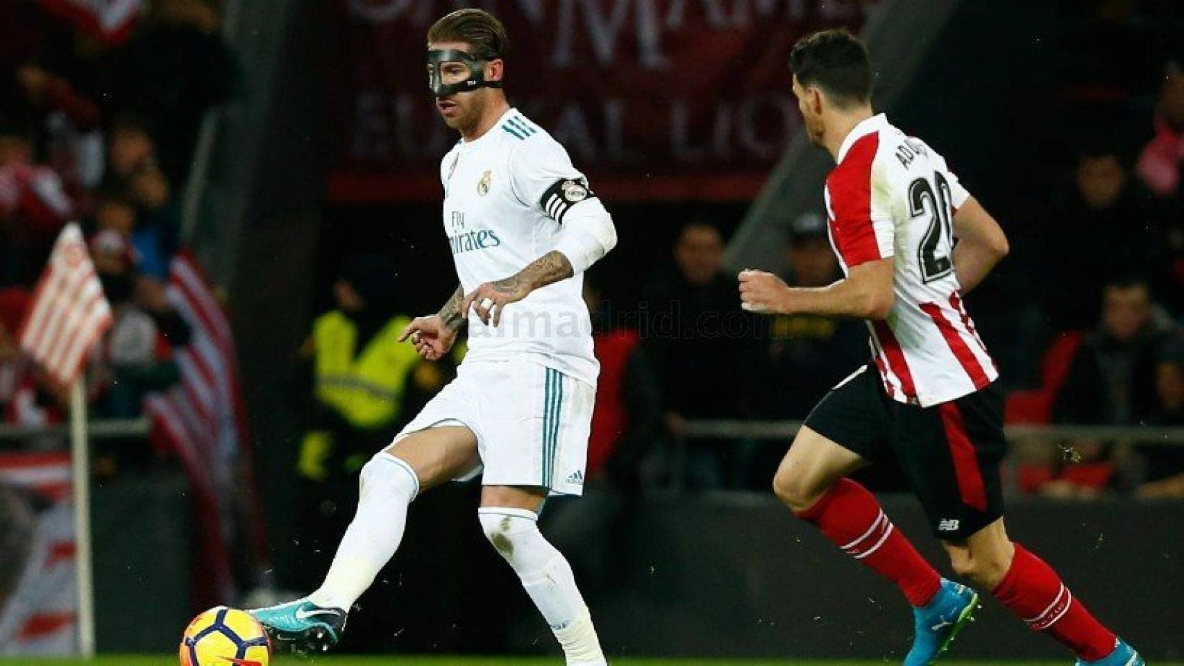 Así debutó Sergio Ramos ante el Athletic con la máscara