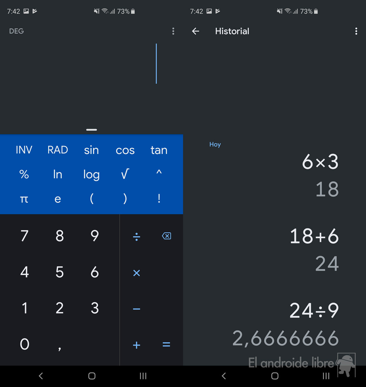 Nueva aplicación de Google con modo oscuro: Calculadora estrena interfaz