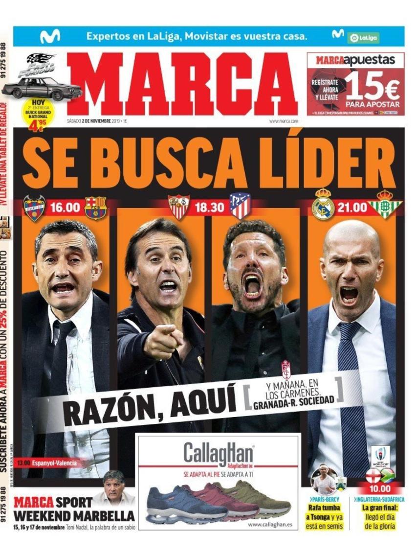 La portada del diario MARCA (02/11/2019)