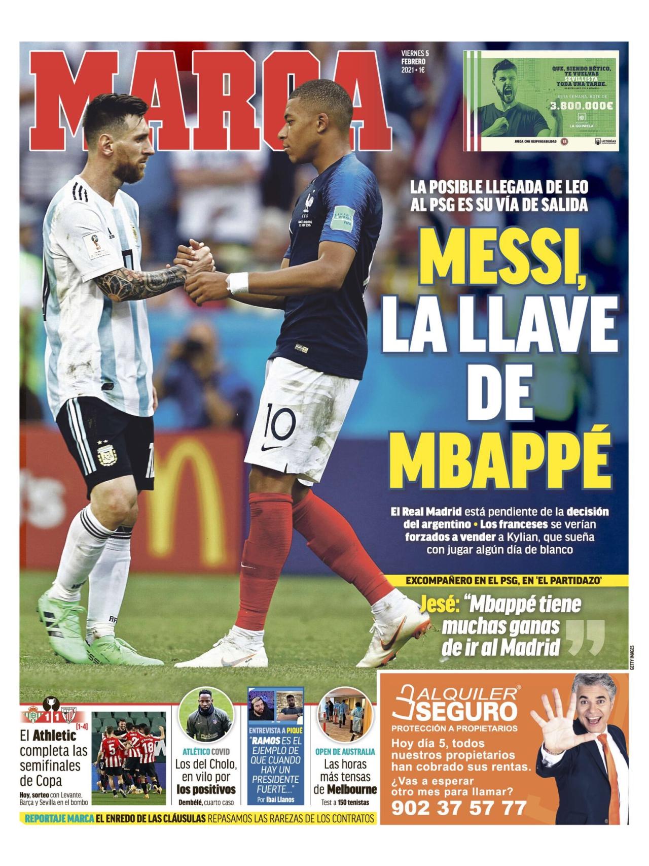 La portada del diario MARCA (05/02/2021)