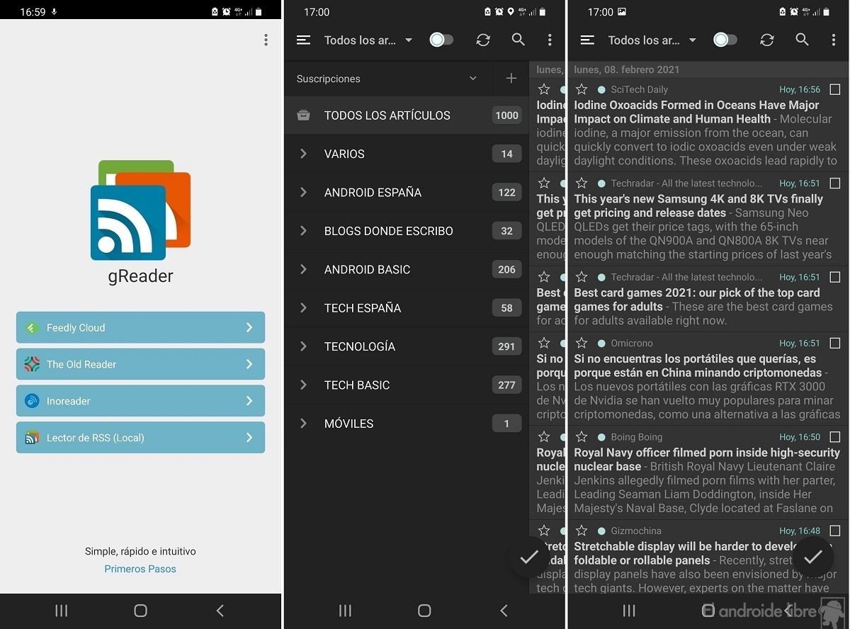 gReader regresa a Android: vuelve a actualizarse cuatro años después