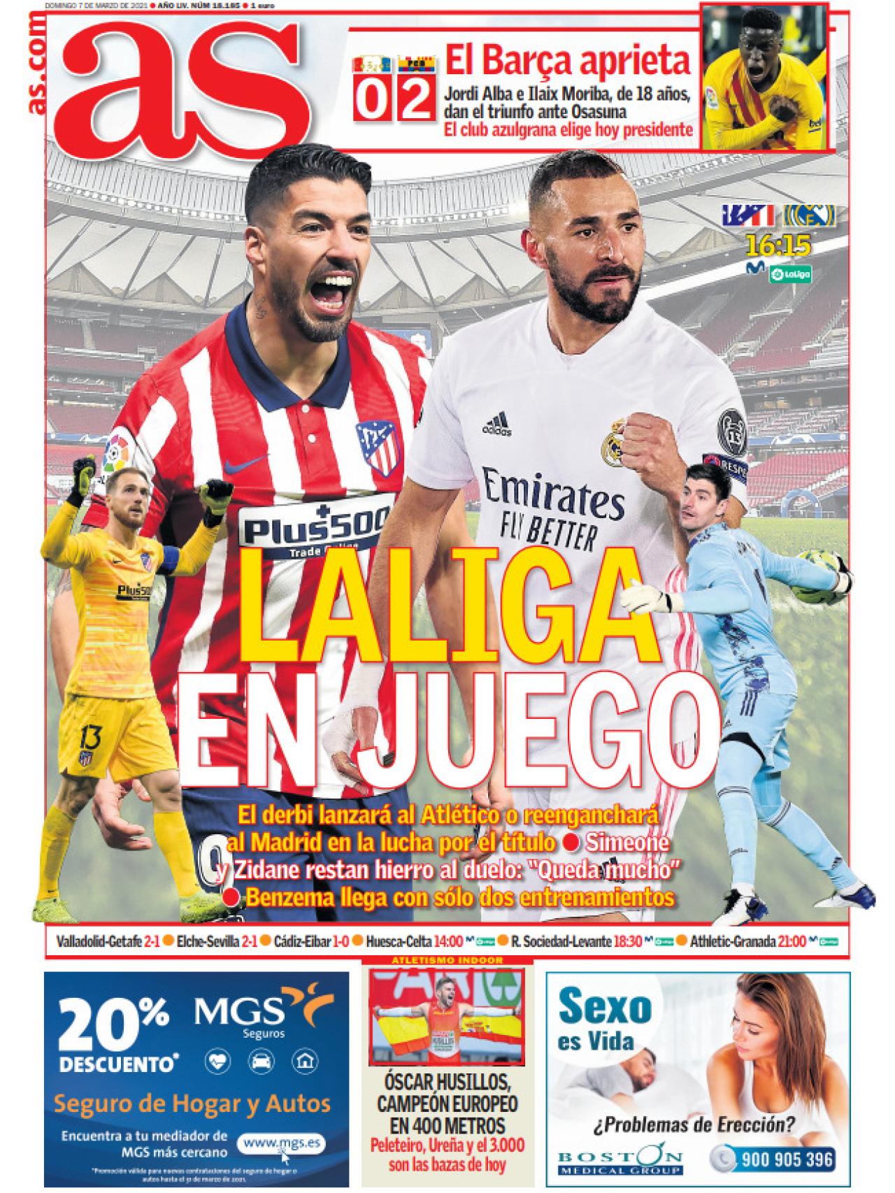 La portada del diario AS (07/03/2021)