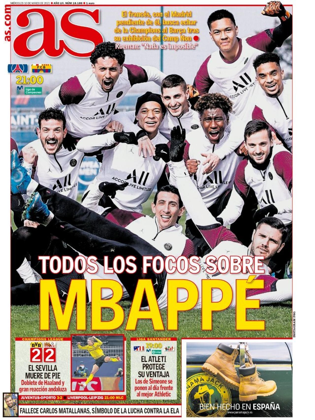 La portada del diario AS (10/03/2021)