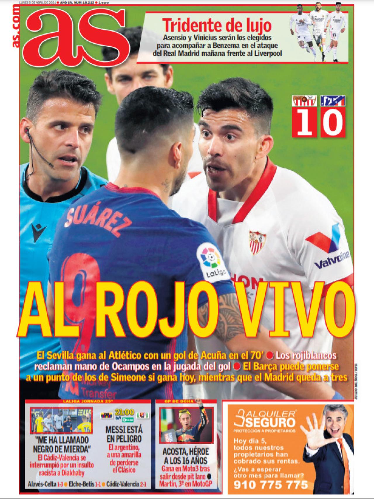 La portada del diario AS (05/04/2021)