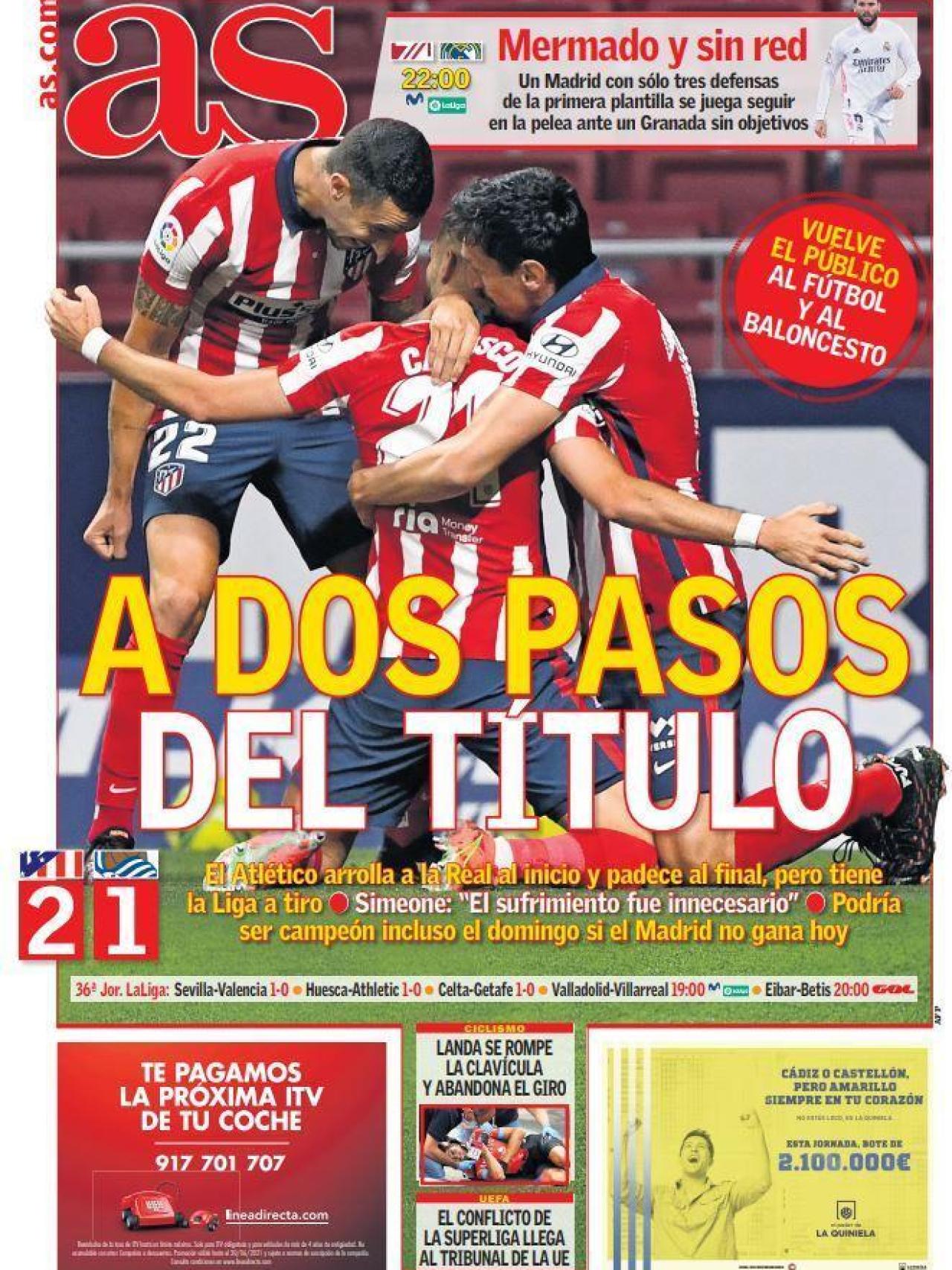 La portada del diario AS (13/05/2021)