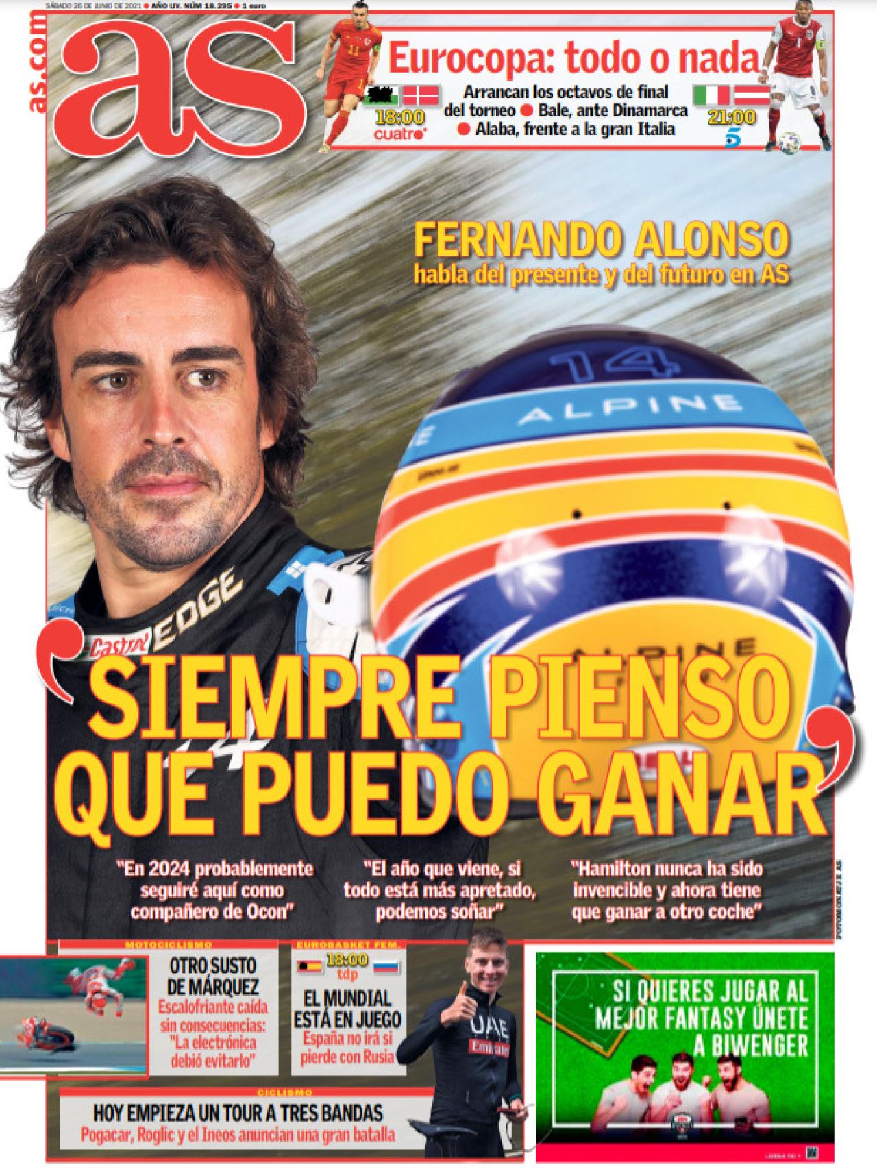 La portada del diario AS (26/06/2021)
