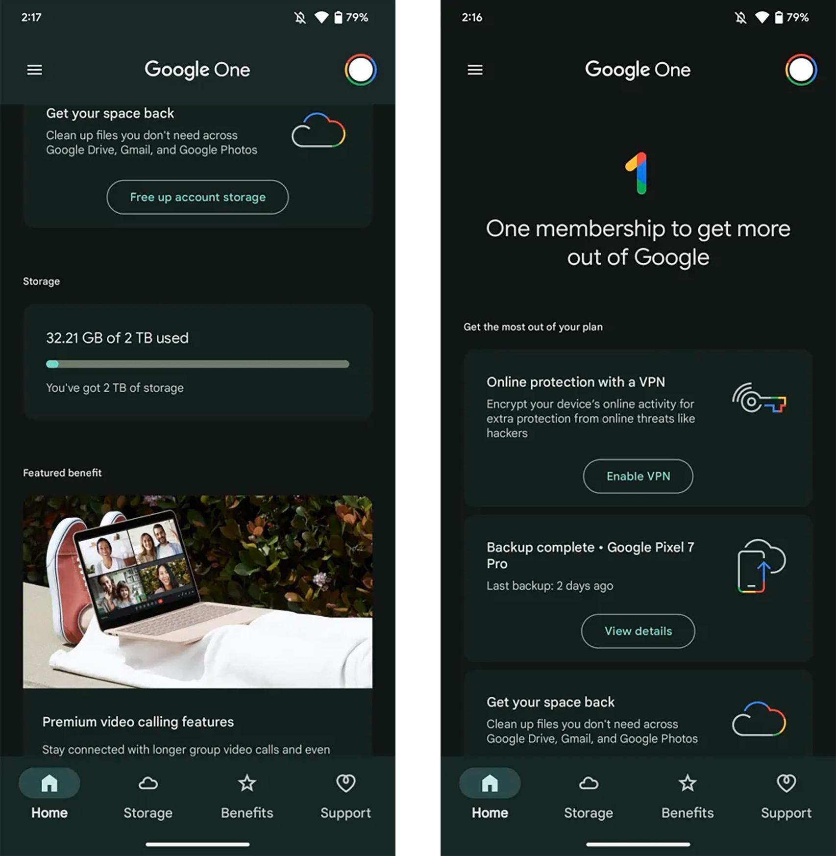 Google One en Android rediseña su pantalla de inicio para que su experiencia sea más ideal