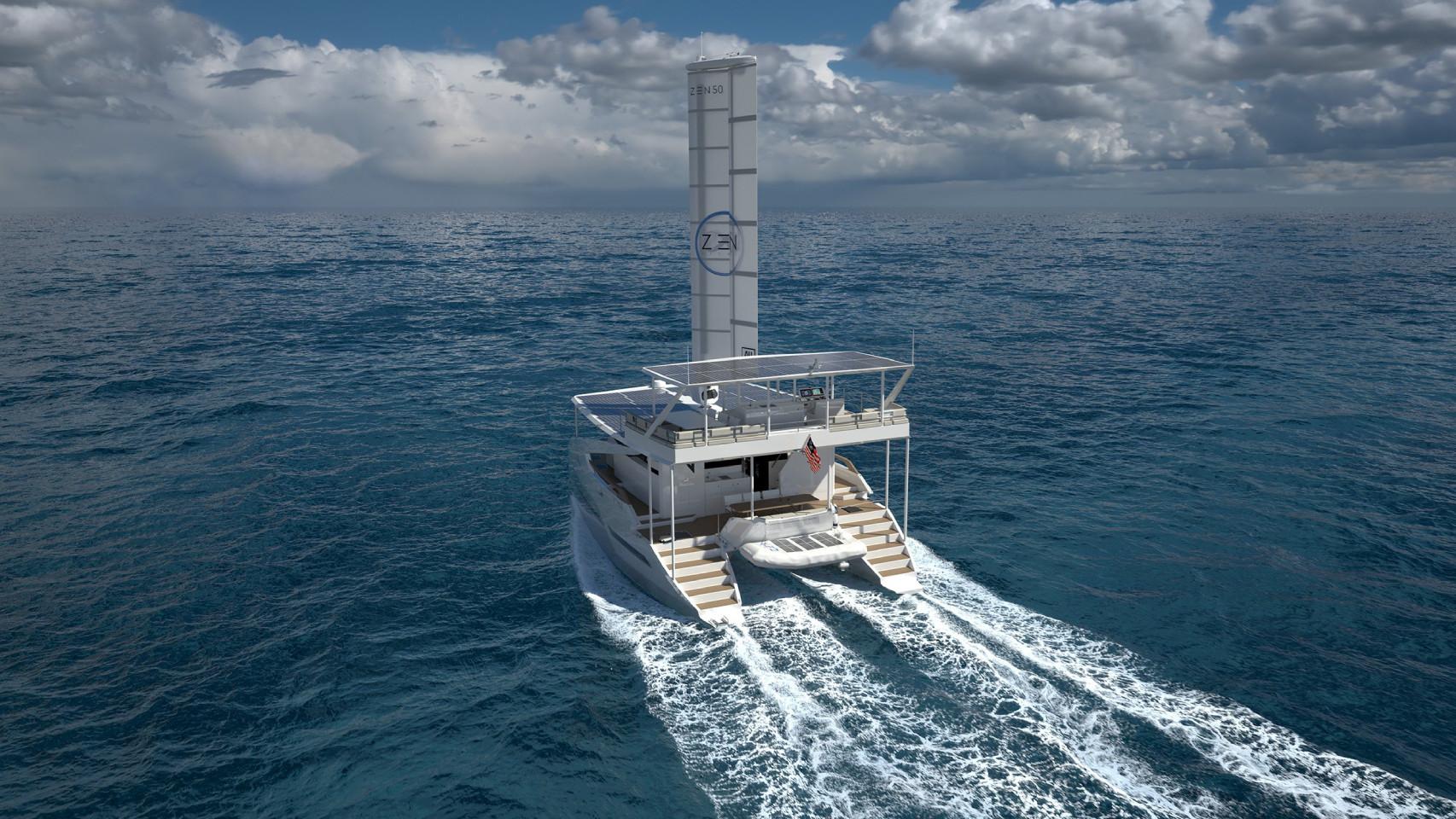 El catamarán de lujo con una vela revolucionaria y cubierto de placas ...