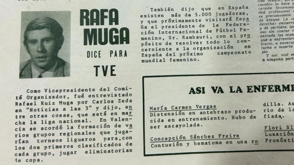 Rafael Muga organizó en 1970 el primer partido de fútbol femenino: "Al final me llevaron al ...