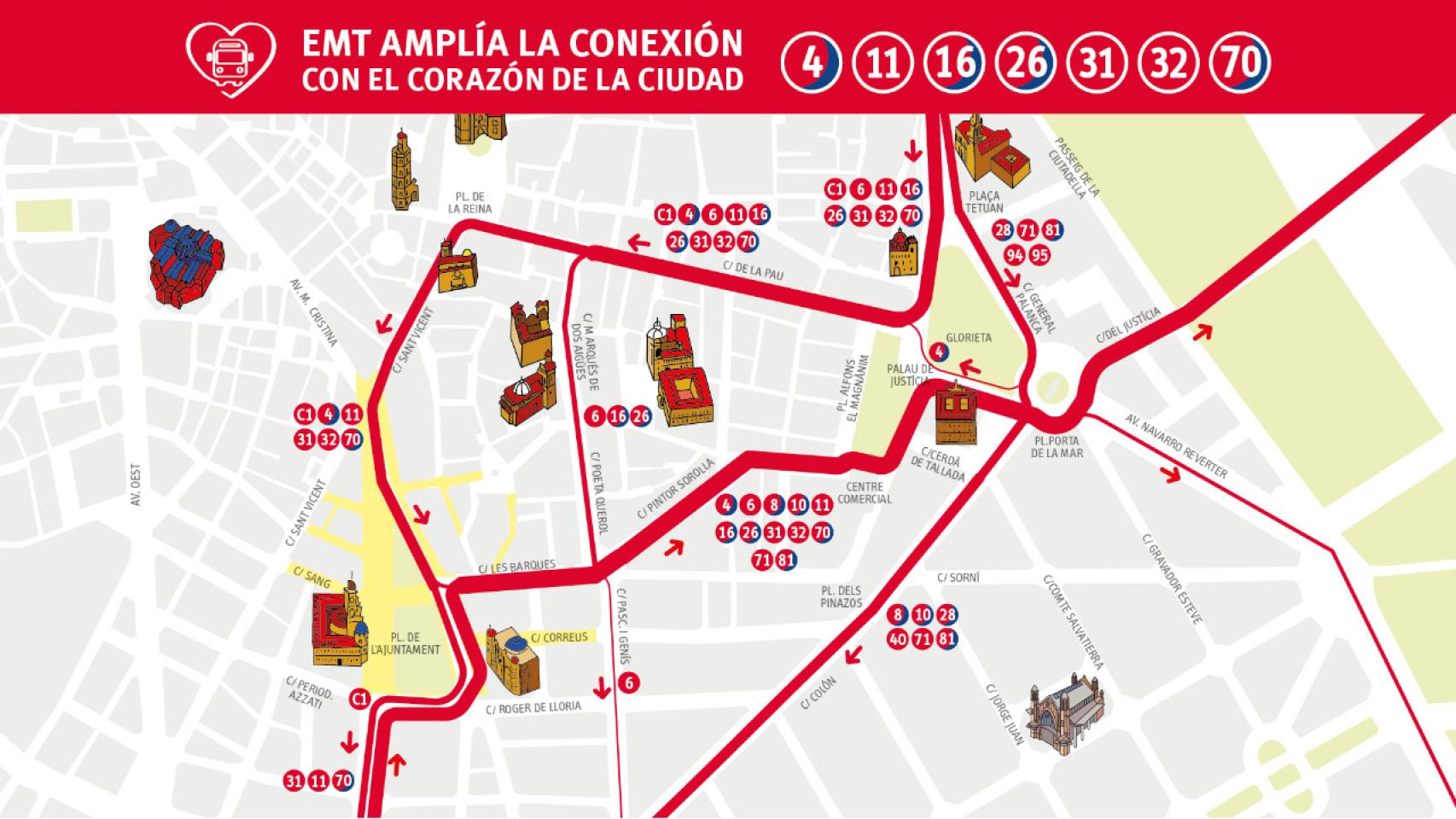 Estas serán las nuevas rutas de la EMT que volverán a conectar con el ...