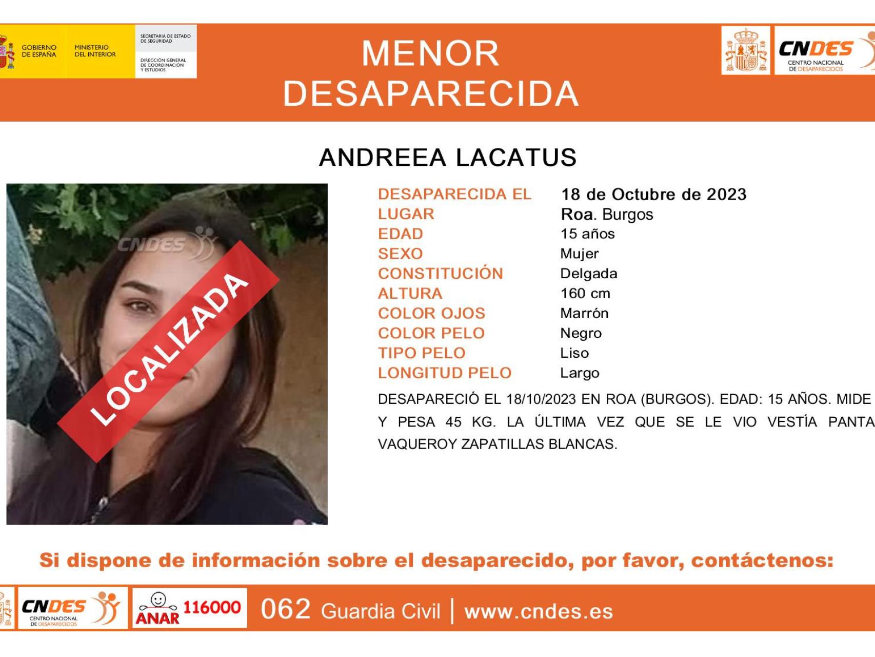 Encuentran a la menor desaparecida en Roa hace once días